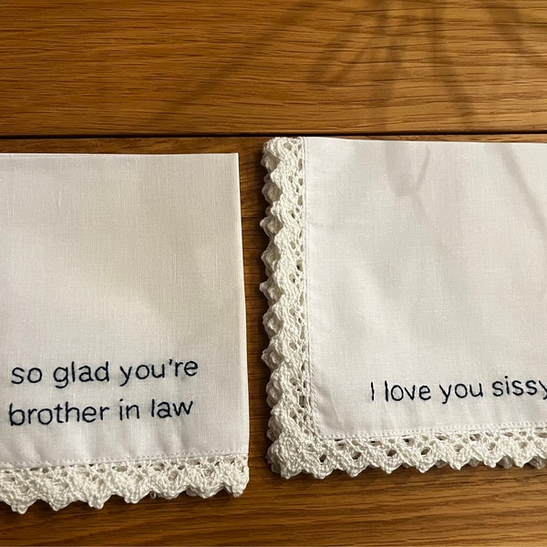 Custom Handwritten Embroidered Wedding Handkerchief for the Bride ...