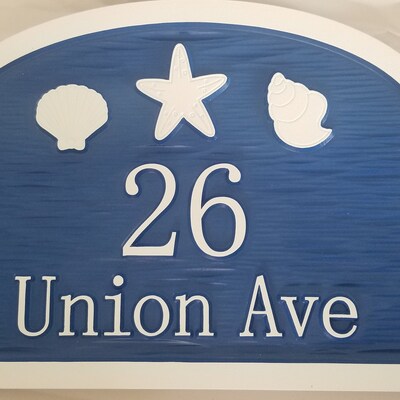 Custom Beach Address Sign With Sea Shells and Starfish S7 - Etsy