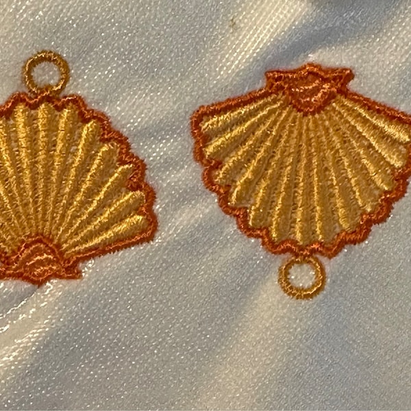 4x4 FSL Free Standing Lace Sea Shell Fan Earrings Pattern, Fish Hook ...