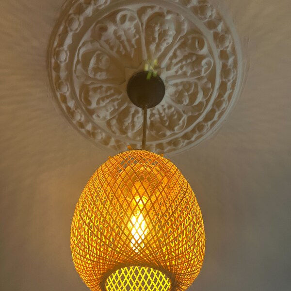 Minimalist Bamboo Lampshade, Extra Small Bamboo Lampshade Pendant Light ...