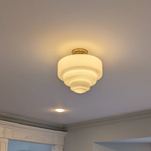 Semi Flush Mount Art Deco Light Fixture Skyscraper Brass - Etsy