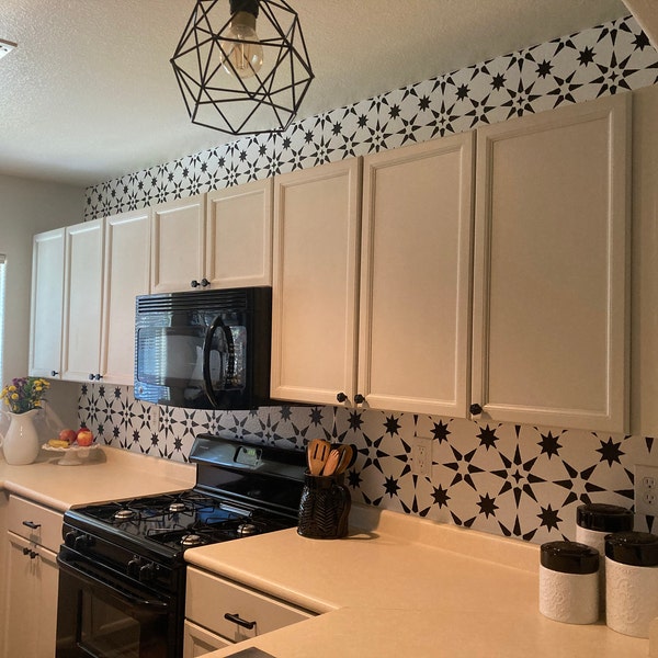 Jewel Tile Stencil - Geometric Cement TILE STENCIL for Painting Tiles ...