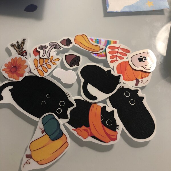Autumn Cat Sticker Bundle / Sticker Pack / Hydroflask Stickers / Vinyl ...
