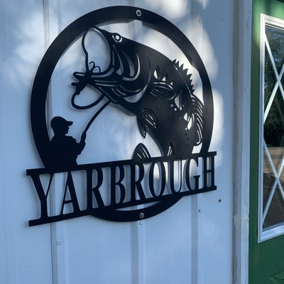 Fish Metal Name Sign, Bass Fishing Metal Monogram, Fishing Gifts for ...