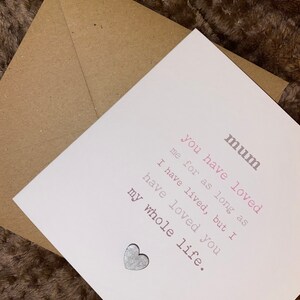 Special Mother's Day Card Sentimental Card for Mum Thank You Mum My ...