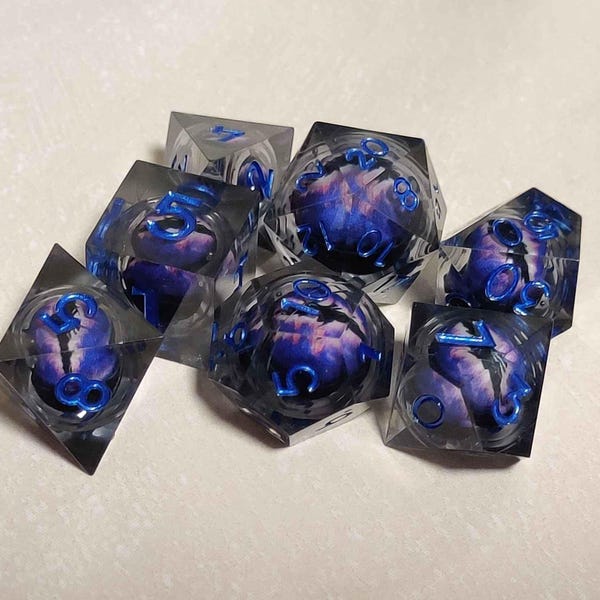 Colorful Magic Crystal DND Dice Set Gift Sharp Edge D&D Dice Chameleon ...