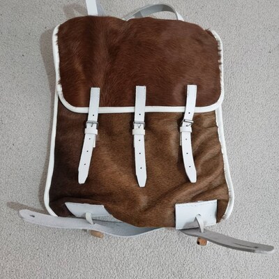 French Backpack Havresac 100% Real Natural Cow Skin Leather - Etsy