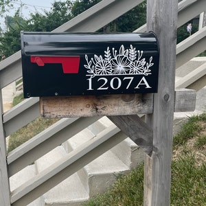 Flower Mailbox Decal, Personalized Mailbox Decal, Mailbox Number Decal ...