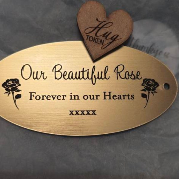 Personalised Memorial Plaque With Ground Stake, Scalloped Grave Marker ...