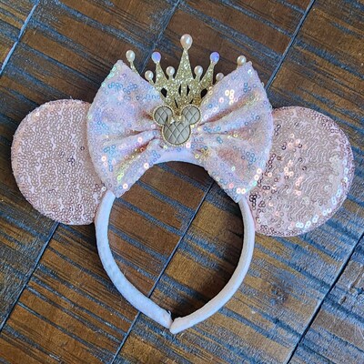 Pink Mickey Ears With Gold Crown, Mickey Ears, Minnie Ears, Princess ...