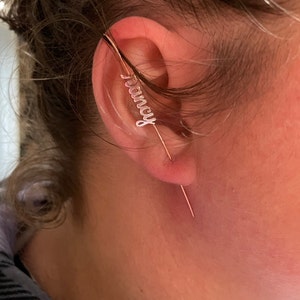 Custom Name Ear Wrap Crawler Hook Earrings, 925 Sterling Silver ...