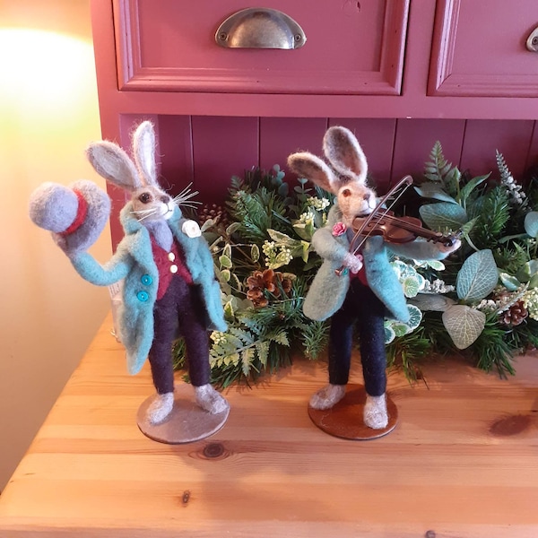 Musical Hare Doll : Needle Felted Rabbit, Hare Wool Sculpture With ...