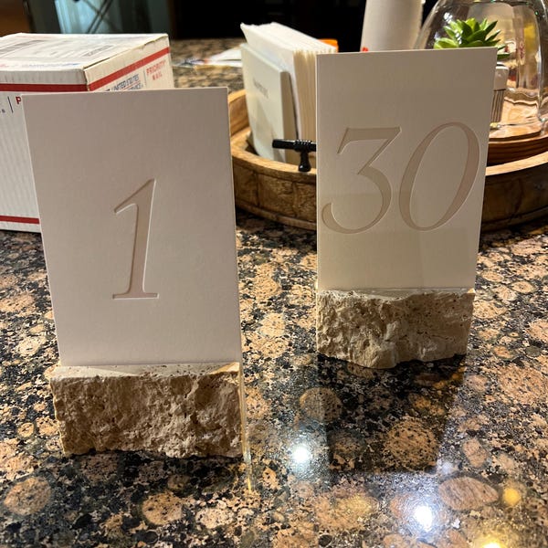 Travertine Card Holder, Marble Menu Holder, Rustic Card & Sign Holder ...