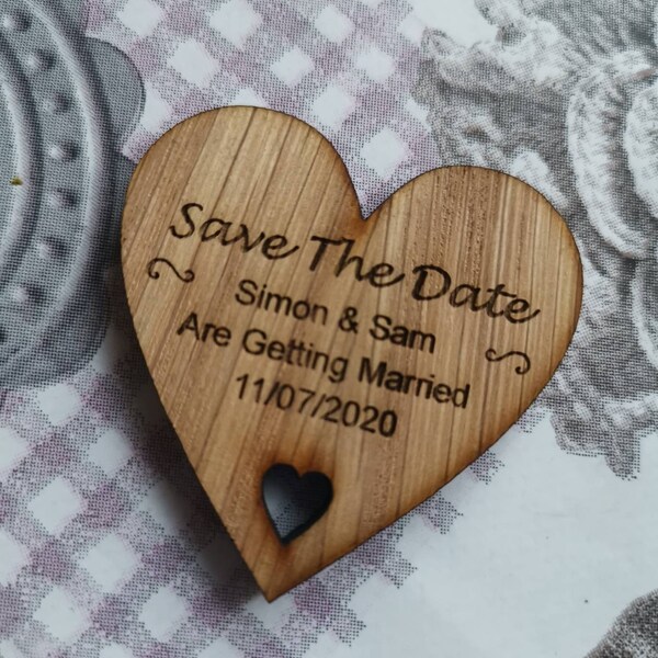 Save the Date Wooden Heart Magnets - Rustic Wedding- Wedding Magnet ...