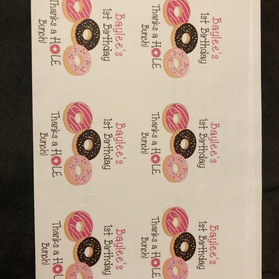Personalized Glossy Donut Birthday Party Favor Labels Doughnut Favor ...
