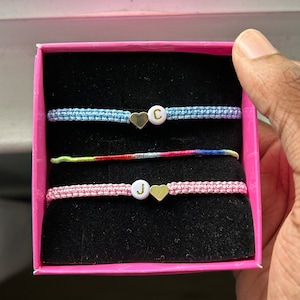 Set of 2 Custom Matching Initial Bracelets With Colorful Heart - Etsy