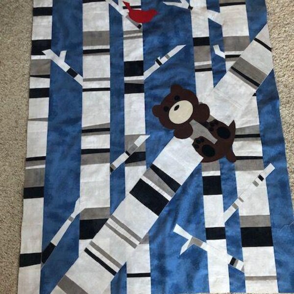 Timber! Baby Quilt Pattern PDF | Appliqué Bird and Bear Quilt | Easy ...