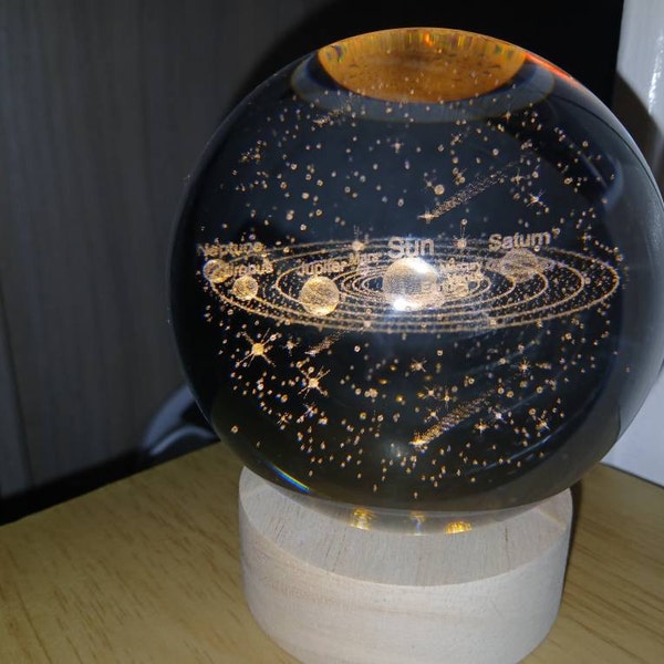 Solar System Night Light, Crystal Ball Desk Lamp, 3D Printed Lamp ...