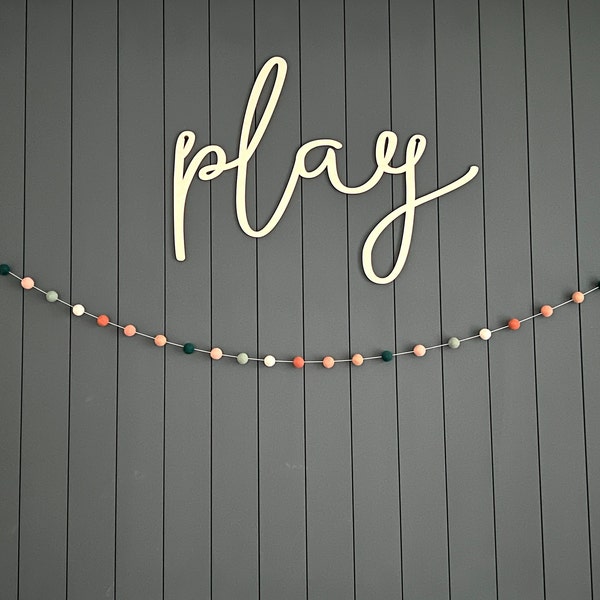 Play Word Cutout | Playroom Wall Decor Sign | Kids Room Wall Decor ...