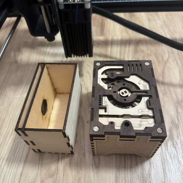 Laser Cut Card Storage Box With Gear Mechanism (digital Laser Files) - Etsy