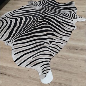Zebra Print Cowhide Rug Genuine Pattern / Brown Inner - Etsy