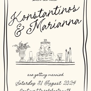 Hand Drawn Dinner Party Invitation Template, Quirky Illustration Invite ...