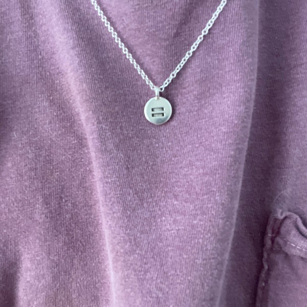 Sterling Silver Equal Sign Necklace, Pride Equality Now Equal Rights ...