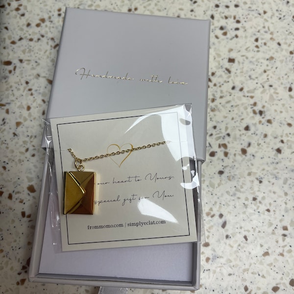 Secret Message Personalized Envelope Necklace, Hidden Message Necklace ...