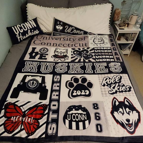 Custom College Blanket Personalized Fleece Blanket Photo Patchwork Dorm ...