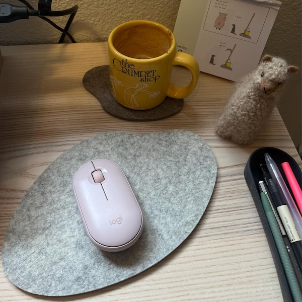 Pebble Wool Felt Mousepad Modern Minimalist Organic Shape Cute Mouse ...