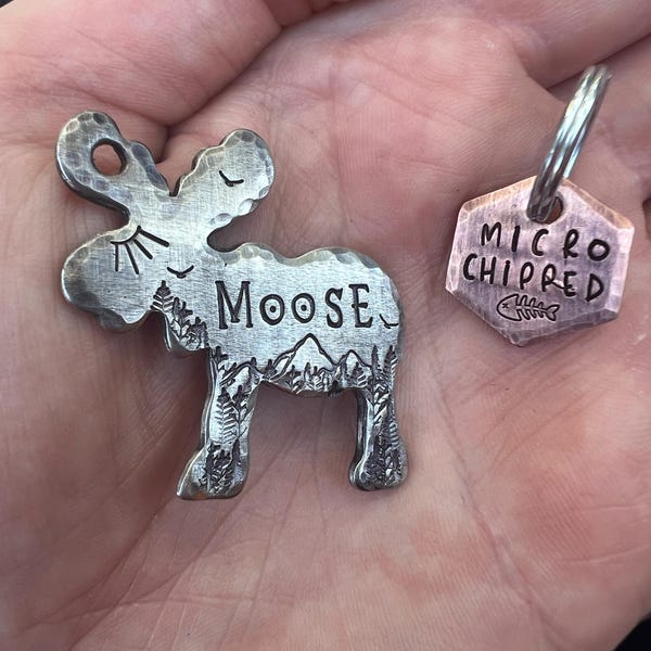Moose Dog Tag, Pet ID Tag, Dog Tag, Dog Tag for Dogs, Personalized ...