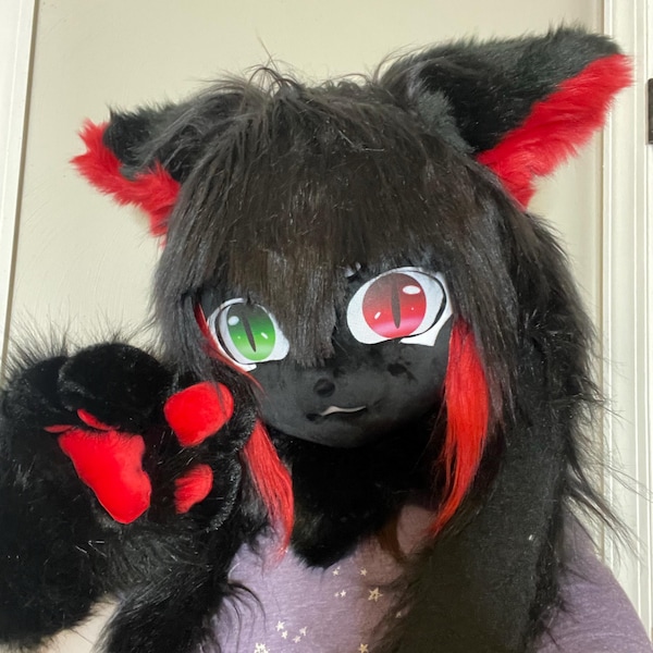 Kig Fursuit Head Cat Furry Head With Lolita Clips, Kig Kemono Fursuit ...