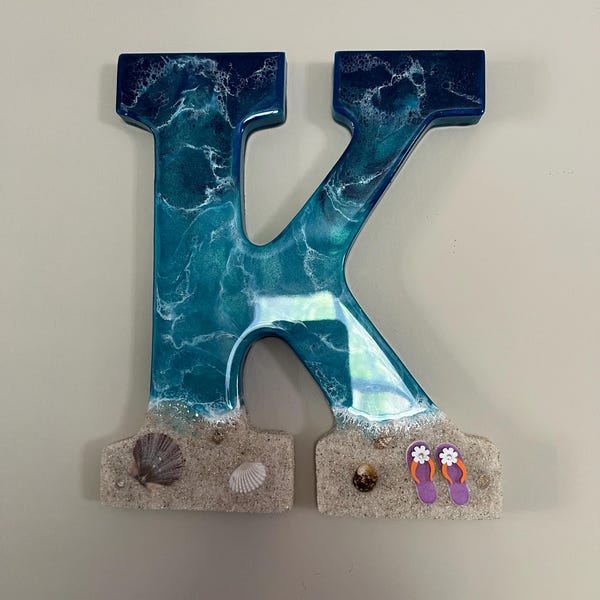 Custom Beach Themed Letter Wall Hanging | Monogram Initial | Surf Art ...