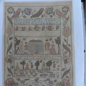 Colonial Sampler Antique Cross Stitch Pattern Museum Sampler Created in ...
