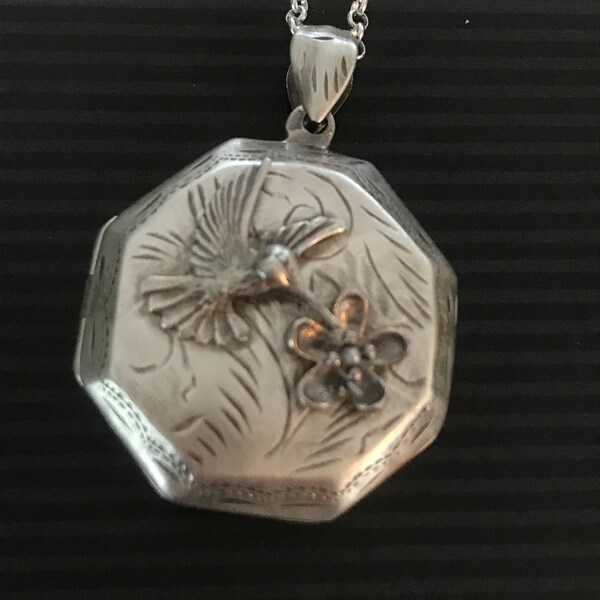 Sterling Silver Locket With Bird, Hummingbird Locket With Photo ...