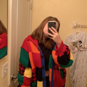 Harry Styles Inspired Cardigan Colour Block Patchwork - Etsy Canada