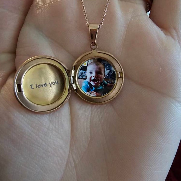 Locket Necklace With Photo, Girls Circle Locket With Name, Birth Flower ...