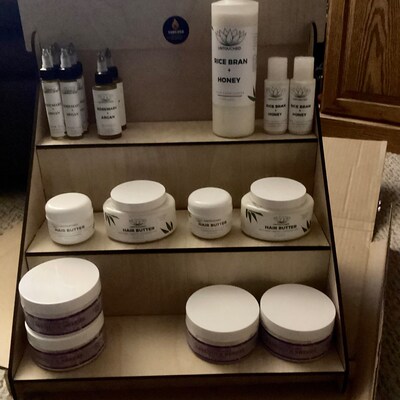 Rotating Display Stand, 3 Tier Wooden Organizer, 4-sided Display Rack ...