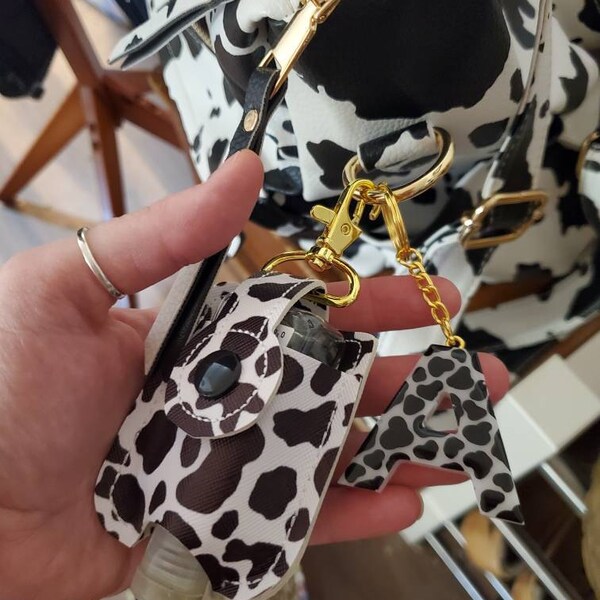 Cow Print Letter Keychain L Resin Keychain L Animal Print L ...