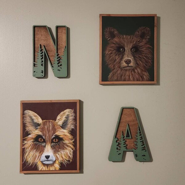 Forest Letters | Woodland Nursery | Nursery Decor | Custom Letters ...