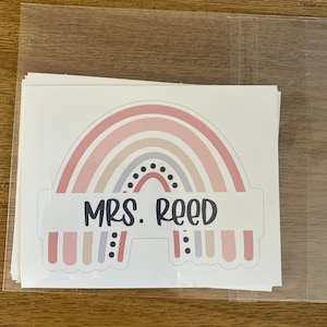 Teacher Name Stickers, Boho Rainbow, Personalized Teacher Sticker - Etsy