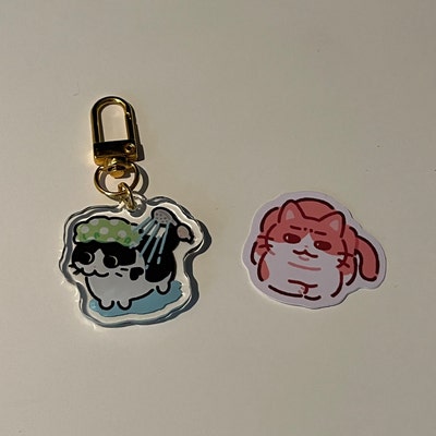 Cat Meme Keychain Double-sided Acrylic Charm - Etsy