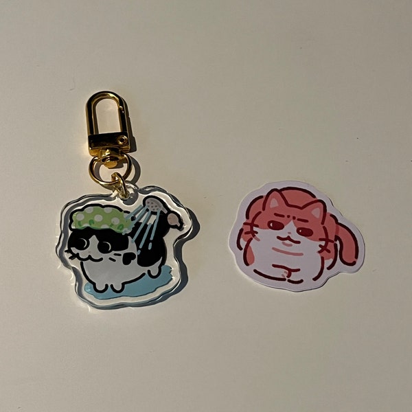 Cat Meme Keychain Double-sided Acrylic Charm - Etsy