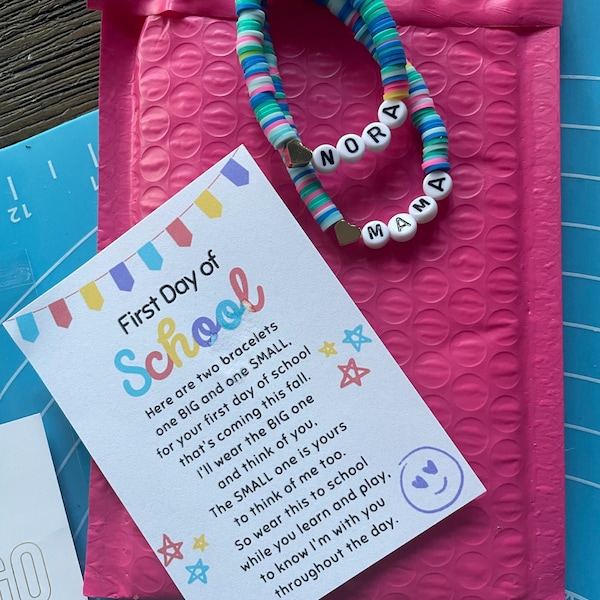 First Day of School Bracelet Set | Mommy and Me Bracelet | Kindergarten ...