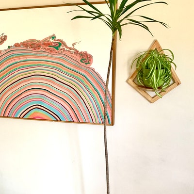 Wall Mount Diamond Planter With Saucer, Geometric Wall Planter ...