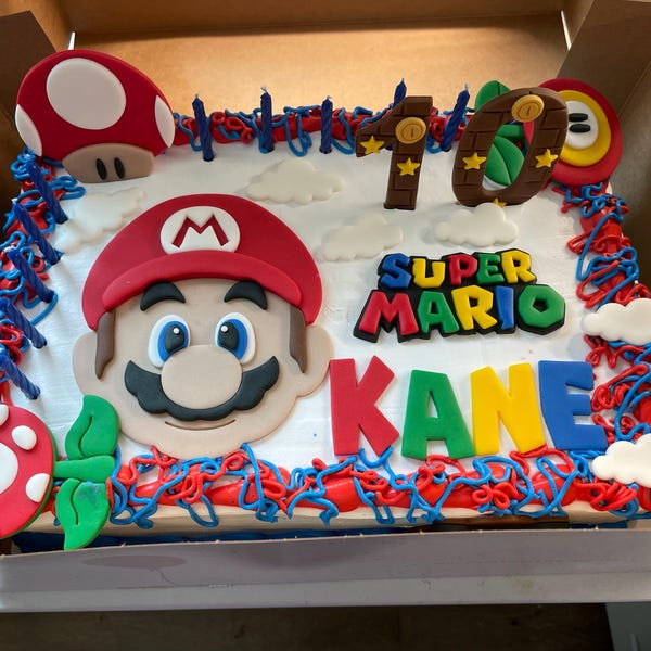 Super Mario Cake Topper Super Mario Birthday Cake Super Mario Birthday ...