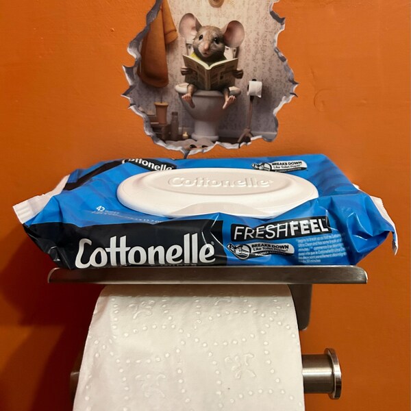 Buy Mouse Sitting on Toilet in Mouse Hole Decal Bathroom Potty Training ...