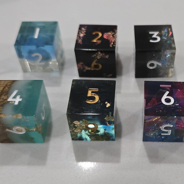 Fireheart - Red and Black Gold Dice, Fire Dice, Handmade Resin Sharp ...