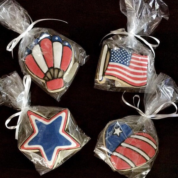 4th of July Cookies, Independence Day Cookies, Patriotic Cookie Favors ...