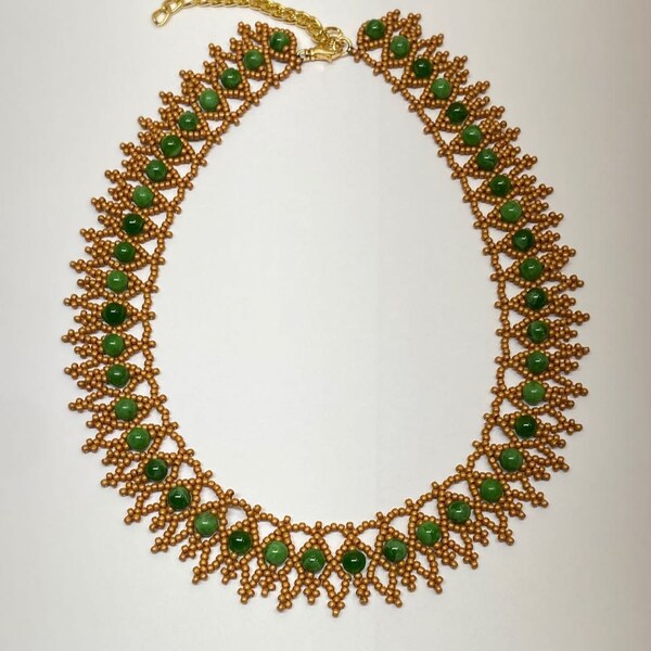 Beaded Netting Necklace Pattern, Netted Stitch Pearl Necklace ...